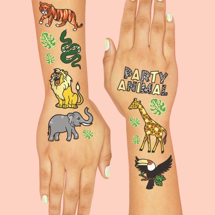 Party Animal Tats - 30 foil temporary tattoos MA23 S0043 | Pretty Day