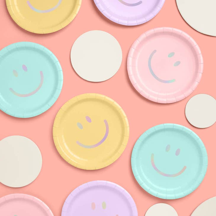 Smiley Face Paper Plates -24pk | Pretty Day