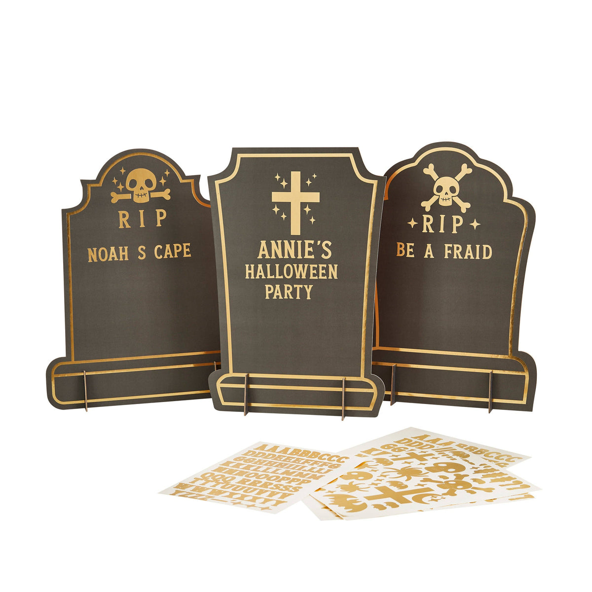 Gravestone Custom Signs with x5 Gold Sticker Sheets 3 Pack | Pretty Day