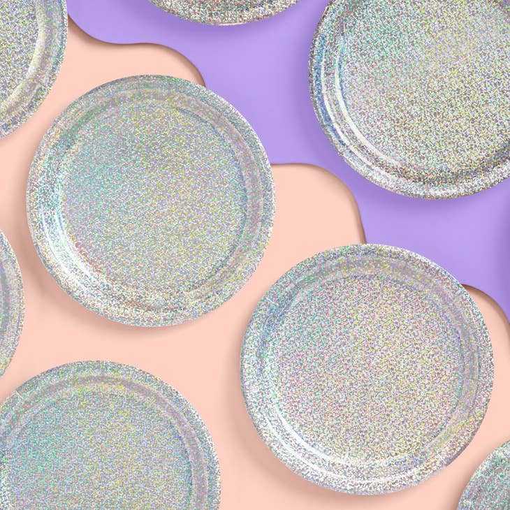 Shimmer Holographic Paper Plates -25pk | Pretty Day
