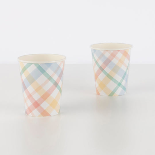Pastel Plaid Paper Party Cups 8pk S2198 | Pretty Day
