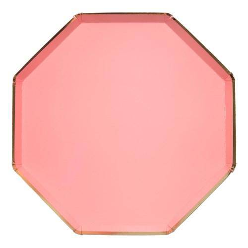 Meri Meri Large Neon Coral Octagonal Dinner Plates | Pretty Day