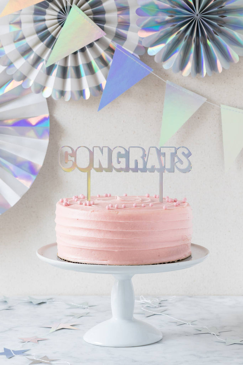 Holographic Congrats Cake Topper S5116 | Pretty Day