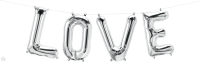Love Silver Balloon Banner Kit S4035 | Pretty Day
