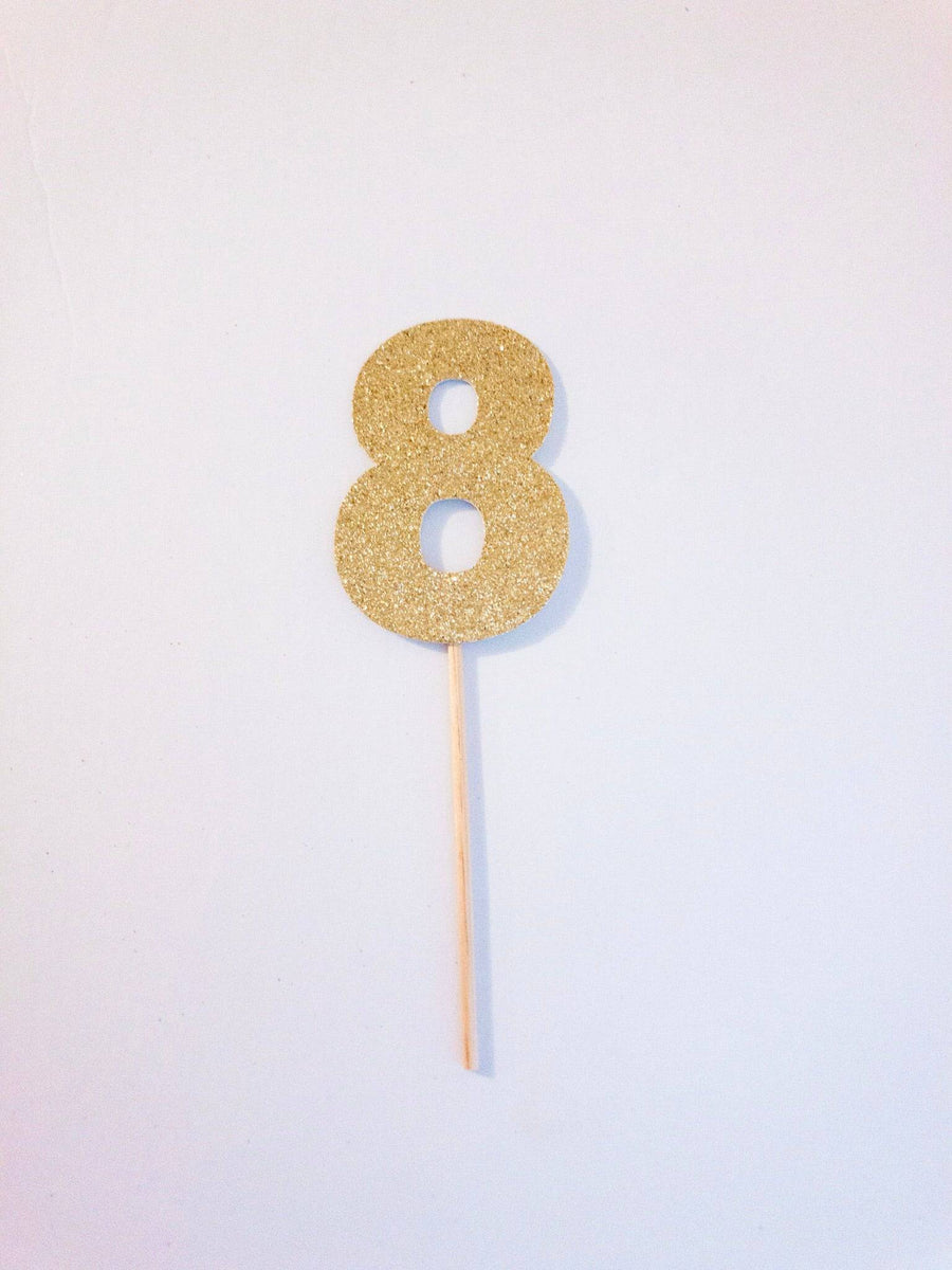8 Glitter Cake Topper- 3" | Pretty Day
